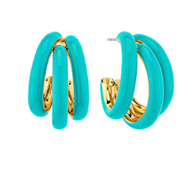 Triple Curve Statement Hoop Earrings - Turquoise – Coastal Bloom